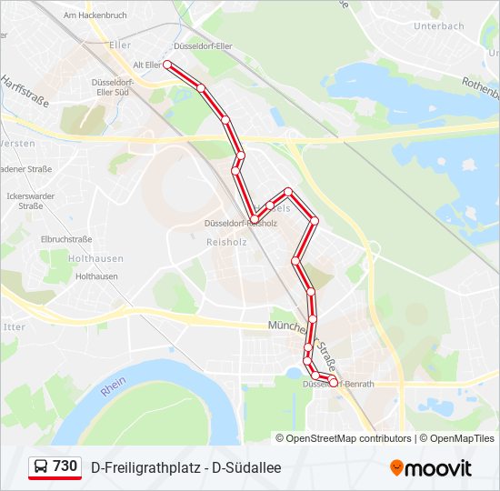 730 Route: Fahrpläne, Haltestellen & Karten - D-Vennhauser Allee ...