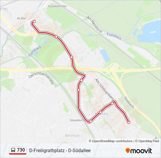 730 Route: Fahrpläne, Haltestellen & Karten - D-Vennhauser Allee ...