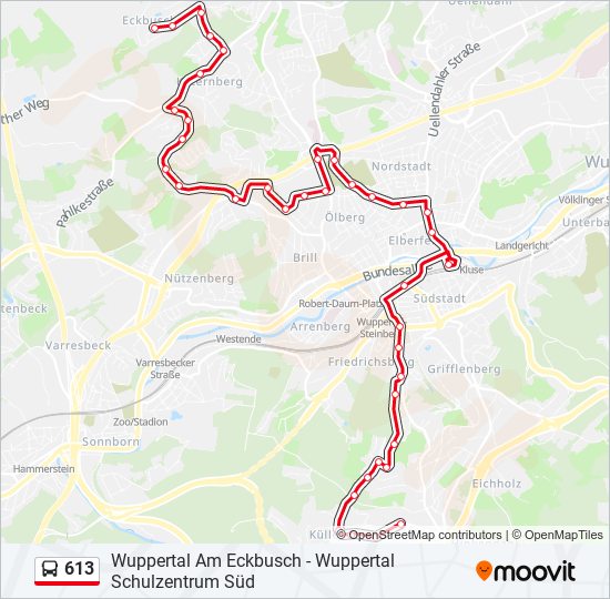 613 Route: Fahrpläne, Haltestellen & Karten - Wuppertal Schulzentrum ...