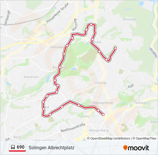 690 Route: Fahrpläne, Haltestellen & Karten - Solingen Albrechtplatz ...
