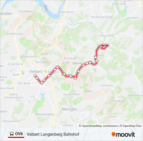 ov6 Route: Fahrpläne, Haltestellen & Karten - Velbert Langenberg ...