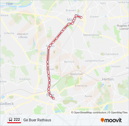 222 Route: Fahrpläne, Haltestellen & Karten - Ge Buer Rathaus ...