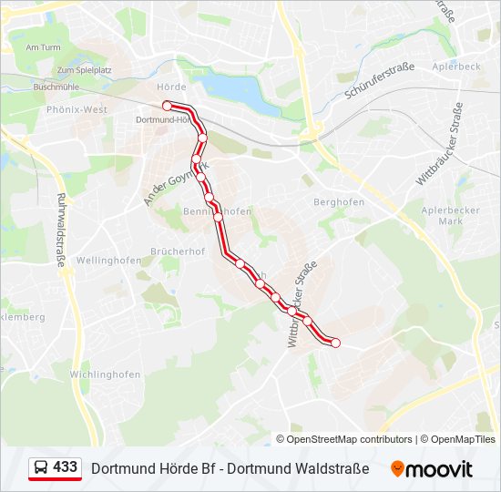 433 Route: Fahrpläne, Haltestellen & Karten - Dortmund Sommerberg ...
