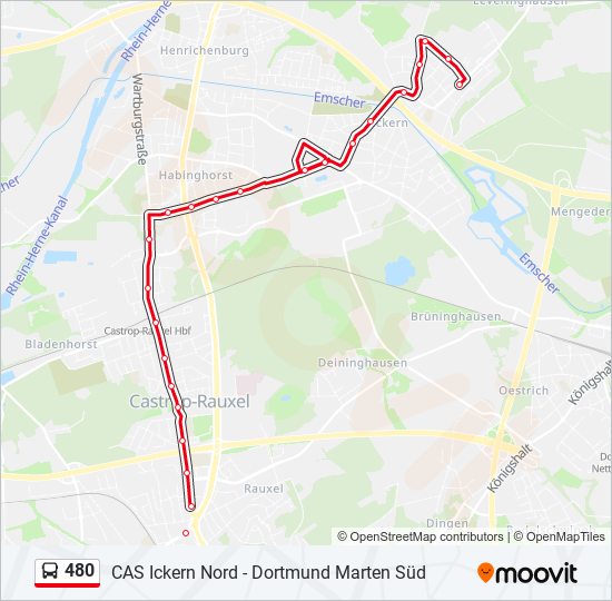 480 Route: Fahrpläne, Haltestellen & Karten - Cas Ickern Nord ...