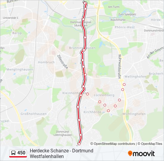 450 Route: Fahrpläne, Haltestellen & Karten - Dortmund Westfalenhallen ...