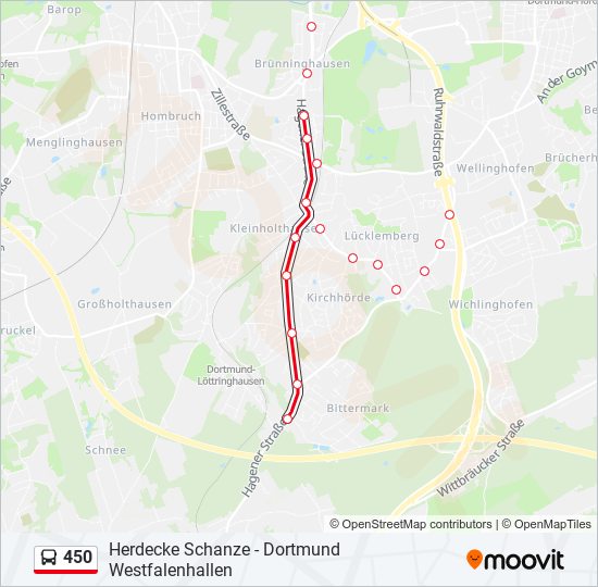 450 Route: Fahrpläne, Haltestellen & Karten - Dortmund ...