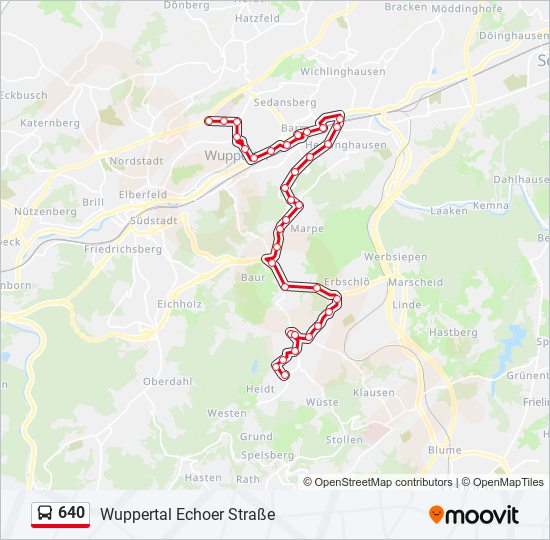 640 Route: Fahrpläne, Haltestellen & Karten - Wuppertal Echoer Straße ...