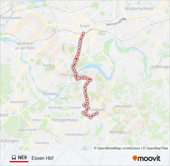 Маршрут ne8: расписание, карты и остановки - Essen Hbf (Обновлено)