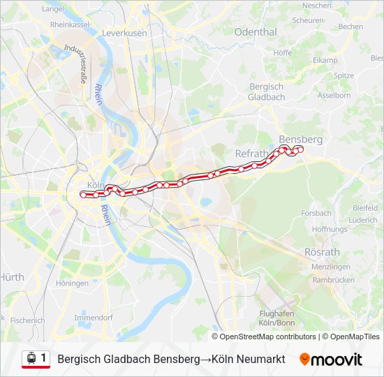 1 Route: Schedules, Stops & Maps - Bergisch Gladbach Bensberg‎→Köln ...