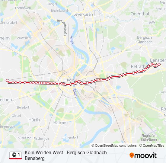 1 Route: Schedules, Stops & Maps - Bergisch Gladbach Bensberg‎→Köln ...
