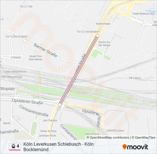 4 Route: Schedules, Stops & Maps - Köln Bf Deutz/Messe Lanxess Arena‎→ ...