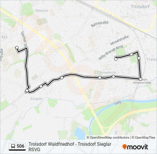 506 Route: Fahrpläne, Haltestellen & Karten - Troisdorf Hermann-Ehlers ...