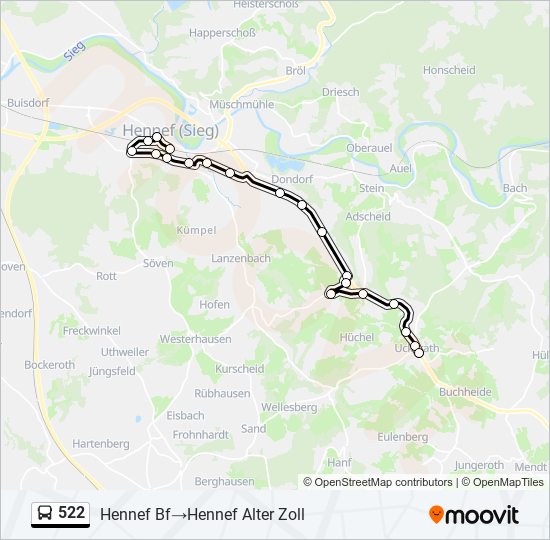 522 Route: Schedules, Stops & Maps - Hennef Bf‎→Hennef Alter Zoll (Updated)