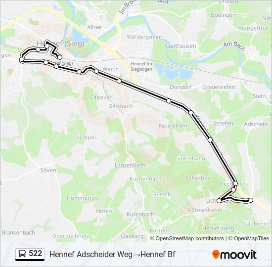 522 Route: Schedules, Stops & Maps - Hennef Adscheider Weg‎→Hennef Bf ...