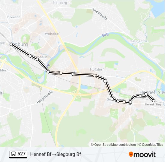 527 Route: Schedules, Stops & Maps - Hennef Bf‎→Siegburg Bf (Updated)