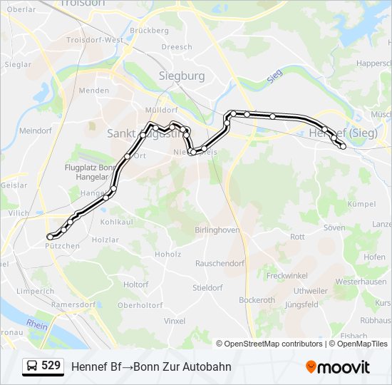 529 Route: Schedules, Stops & Maps - Hennef Bf‎→Bonn Zur Autobahn (Updated)