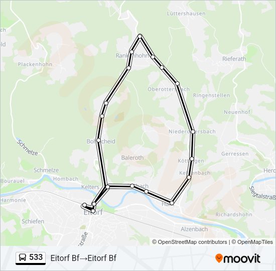 533 Route: Fahrpläne, Haltestellen & Karten - Eitorf Bf‎→Eitorf Bf ...