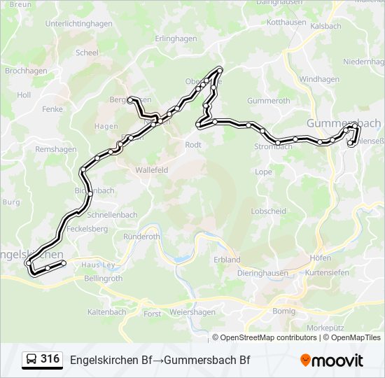 316 Route: Schedules, Stops & Maps - Engelskirchen Bf‎→Gummersbach Bf ...