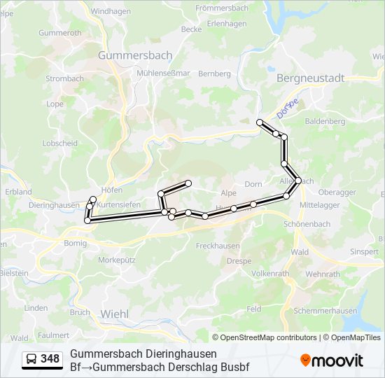 348 Route: Schedules, Stops & Maps - Gummersbach Dieringhausen Bf‎→ ...