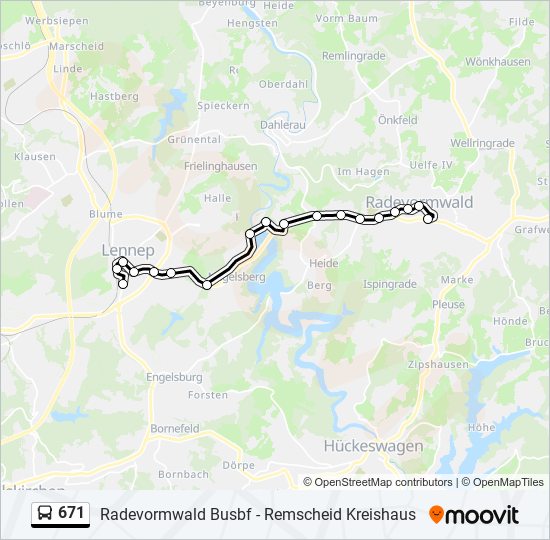 671 Route: Schedules, Stops & Maps - Radevormwald Busbf‎→Remscheid ...