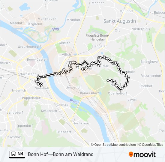 n4 Route: Fahrpläne, Haltestellen & Karten - Bonn Hbf‎→Bonn am Waldrand ...