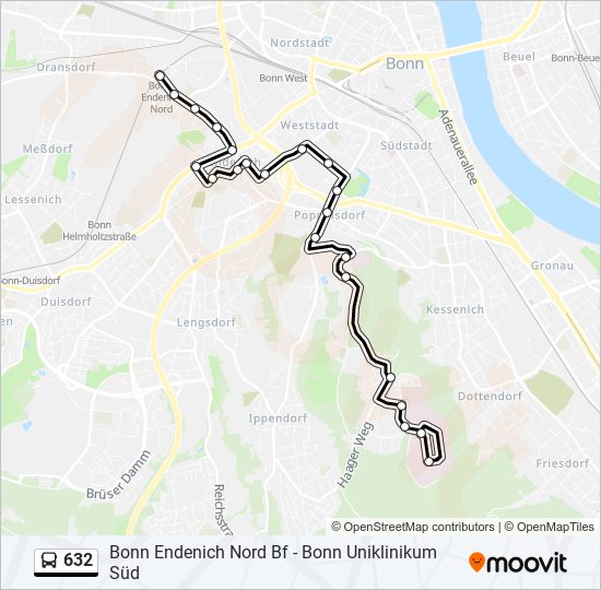 632 Route: Fahrpläne, Haltestellen & Karten - Bonn Uniklinikum Süd‎→ ...