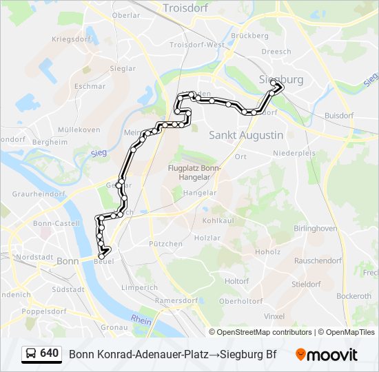640 Route: Fahrpläne, Haltestellen & Karten - Bonn Konrad-Adenauer ...