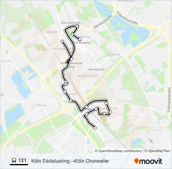 121 Route: Schedules, Stops & Maps - Köln Dädalusring‎→Köln Chorweiler ...
