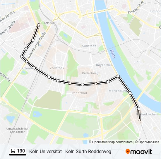 130 Route: Schedules, Stops & Maps - Köln Rodenkirchen Bf‎→Köln ...