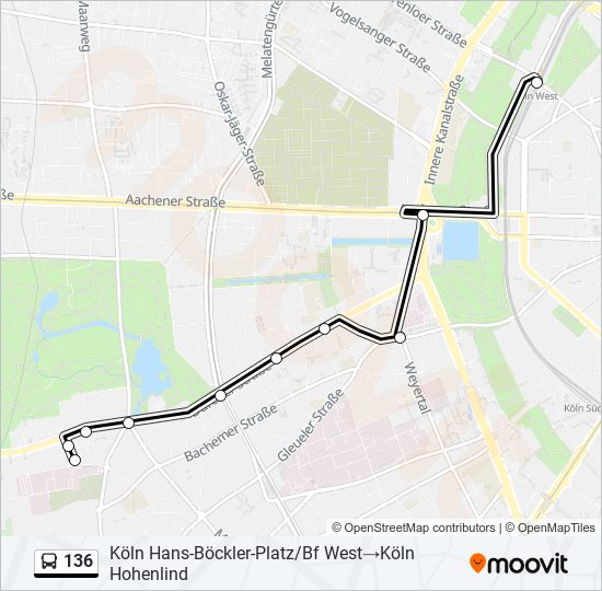 136 Route: Fahrpläne, Haltestellen & Karten - Köln Hans-Böckler-Platz ...