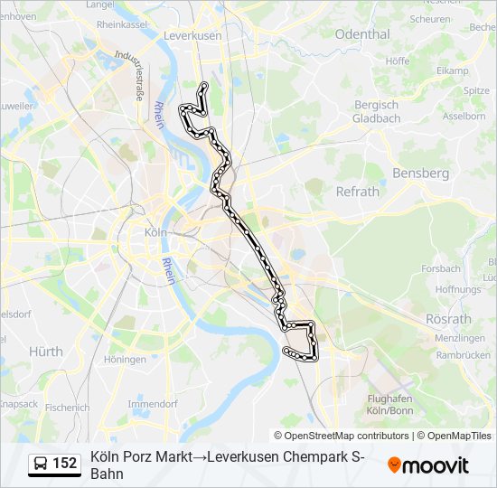 152 Route: Schedules, Stops & Maps - Köln Porz Markt‎→Leverkusen ...