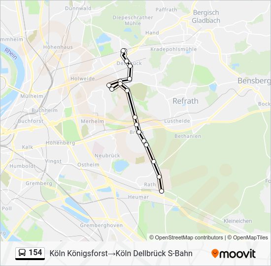 154 Route: Schedules, Stops & Maps - Köln Königsforst‎→Köln Dellbrück S ...