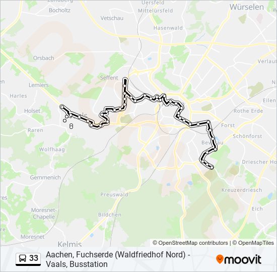 33 Route: Schedules, Stops & Maps - Aachen, Fuchserde (Waldfriedhof ...