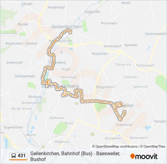 431 Route: Fahrpläne, Haltestellen & Karten - Baesweiler, Bushof ...