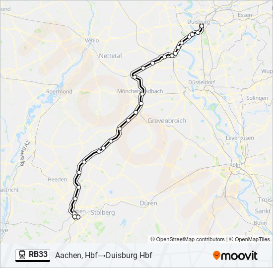 rb33 Route: Fahrpläne, Haltestellen & Karten - Aachen, Hbf‎→Duisburg ...