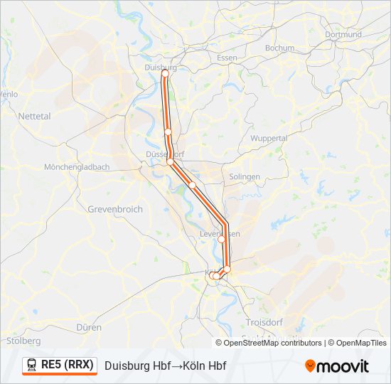 re5 rrx Route: Schedules, Stops & Maps - Duisburg Hbf‎→Köln Hbf (Updated)