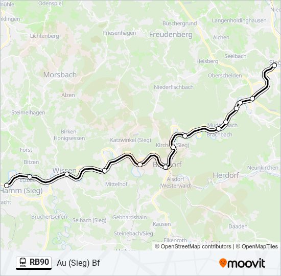 rb90 Route: Schedules, Stops & Maps - Au (Sieg) Bf (Updated)