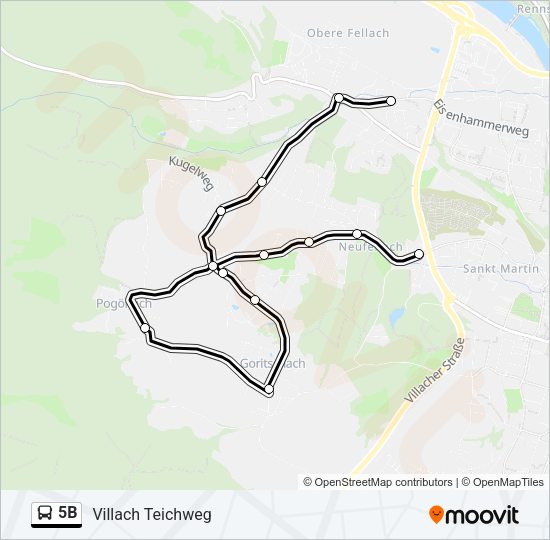 5B Route: Schedules, Stops & Maps - Villach Teichweg (Updated)