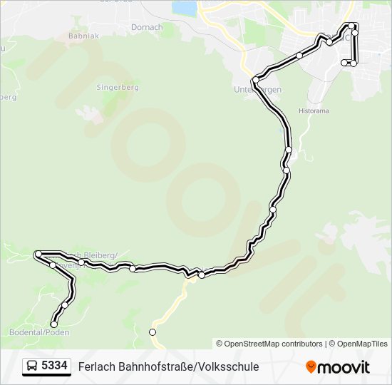 5334 Route: Schedules, Stops & Maps - Ferlach Bahnhofstraße/Volksschule ...