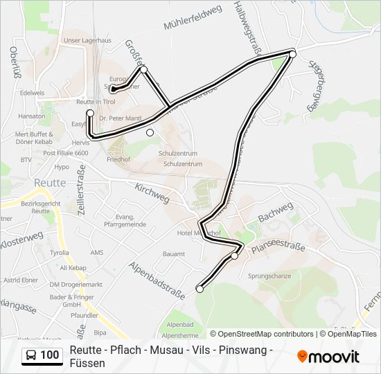 100 Route: Schedules, Stops & Maps - Reutte Bahnhof (Updated)