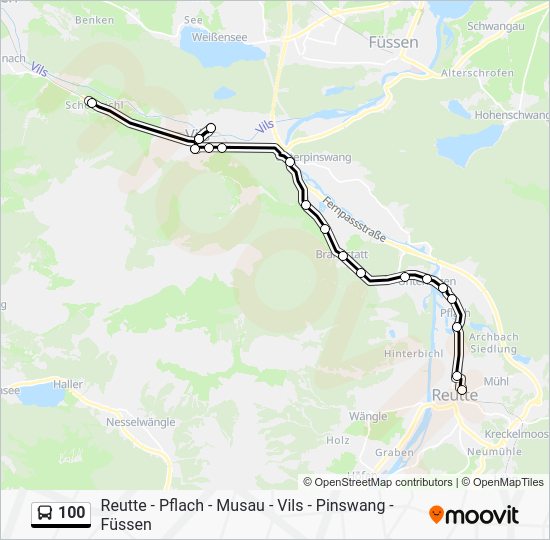 100 Route: Schedules, Stops & Maps - Reutte Bahnhof (Updated)
