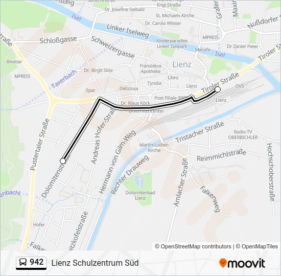 942 Route: Schedules, Stops & Maps - Lienz Schulzentrum Süd (Updated)