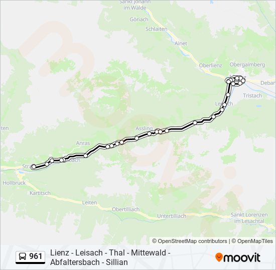 961 Route: Schedules, Stops & Maps - Lienz Hochstein/Schloss Bruck ...