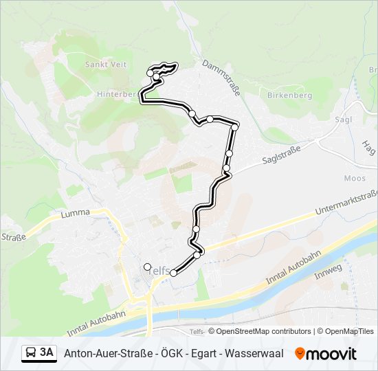 3a Route: Schedules, Stops & Maps - Telfs am Wasserwaal Wendestelle ...