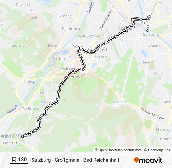 180 Route: Schedules, Stops & Maps - Großgmain Via Wals - Gois (Updated)