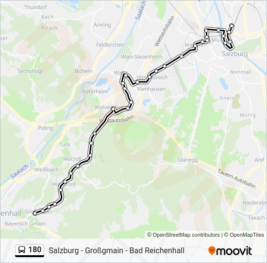 180 Route: Schedules, Stops & Maps - Salzburg Via Gois - Wals (Updated)