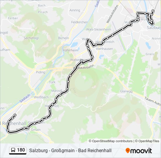 180 Route: Schedules, Stops & Maps - Salzburg Via Großgmain - Gois ...