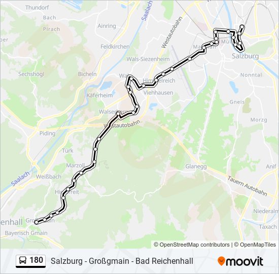 180 Route: Schedules, Stops & Maps - Salzburg Via Gois - Wals (Updated)