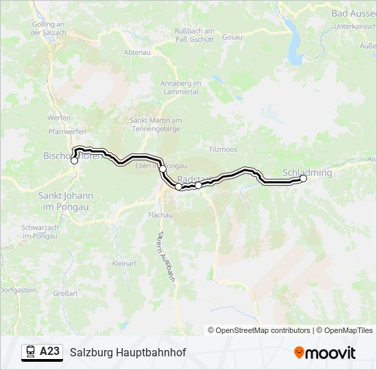 a23 Route: Fahrpläne, Haltestellen & Karten - Salzburg Hauptbahnhof ...