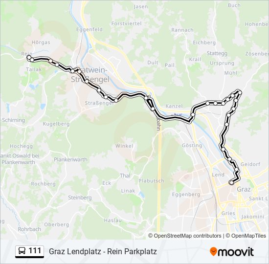 111 Route: Schedules, Stops & Maps - Graz Lendplatz Über Breites Kreuz ...